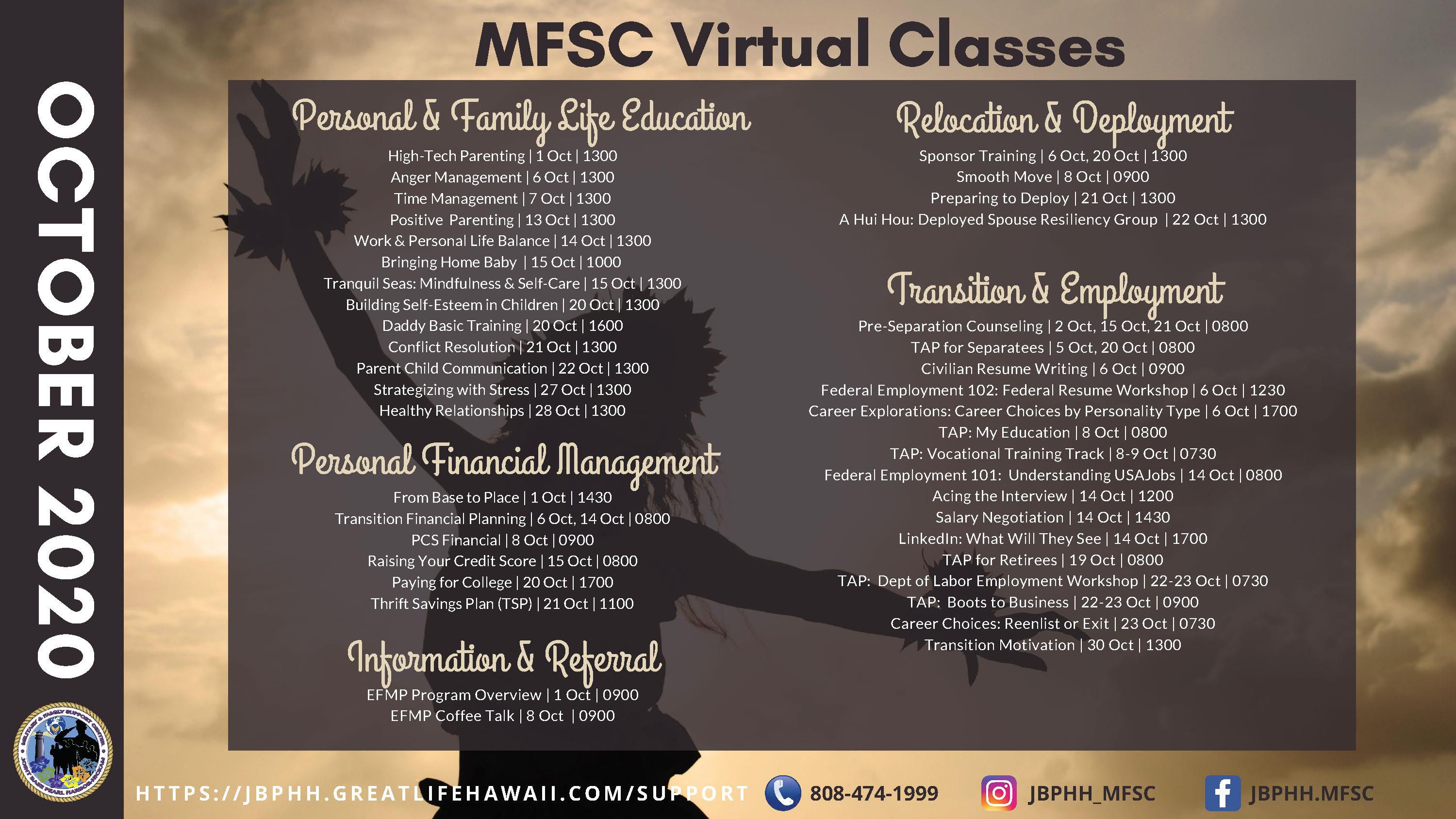 MFSC Class Schedule & Registration